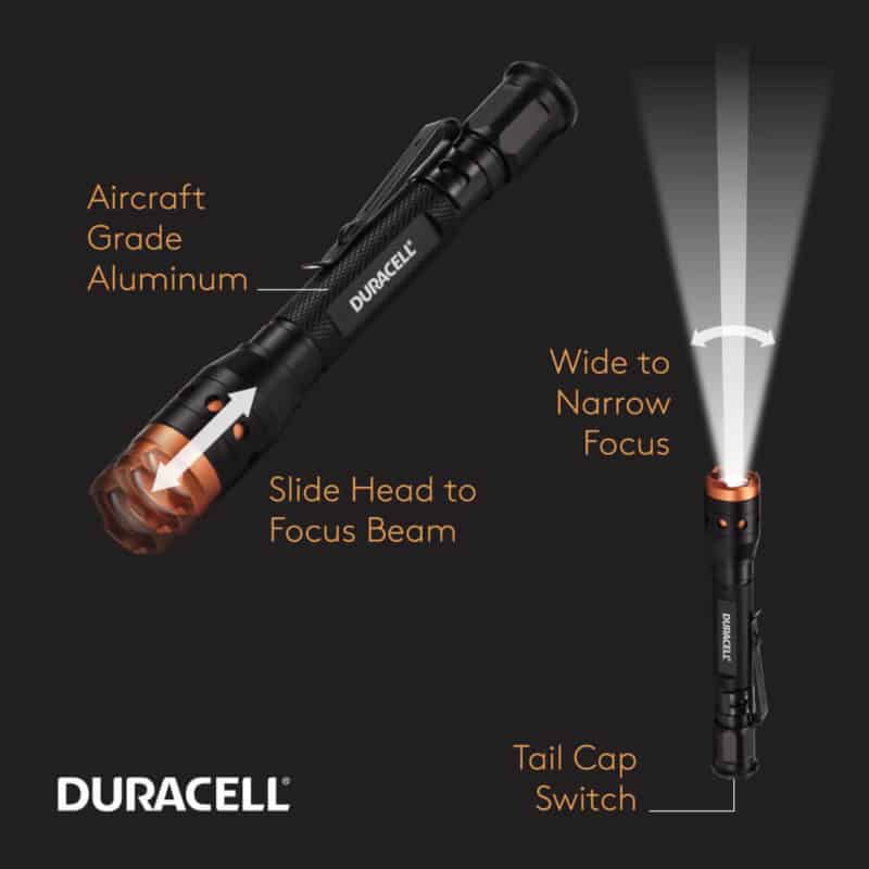 Duracell 150 Lumen Aluminum Focusing LED Flashlight | Duracell Lights