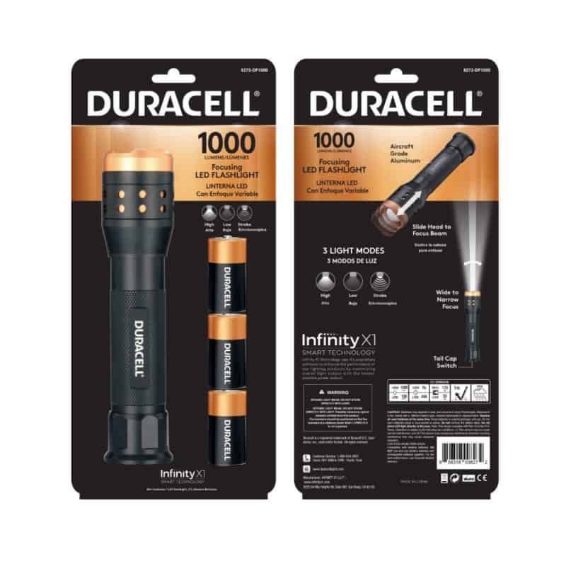 1000 Aluminum Focusing LED Flashlight - Duracell Lights