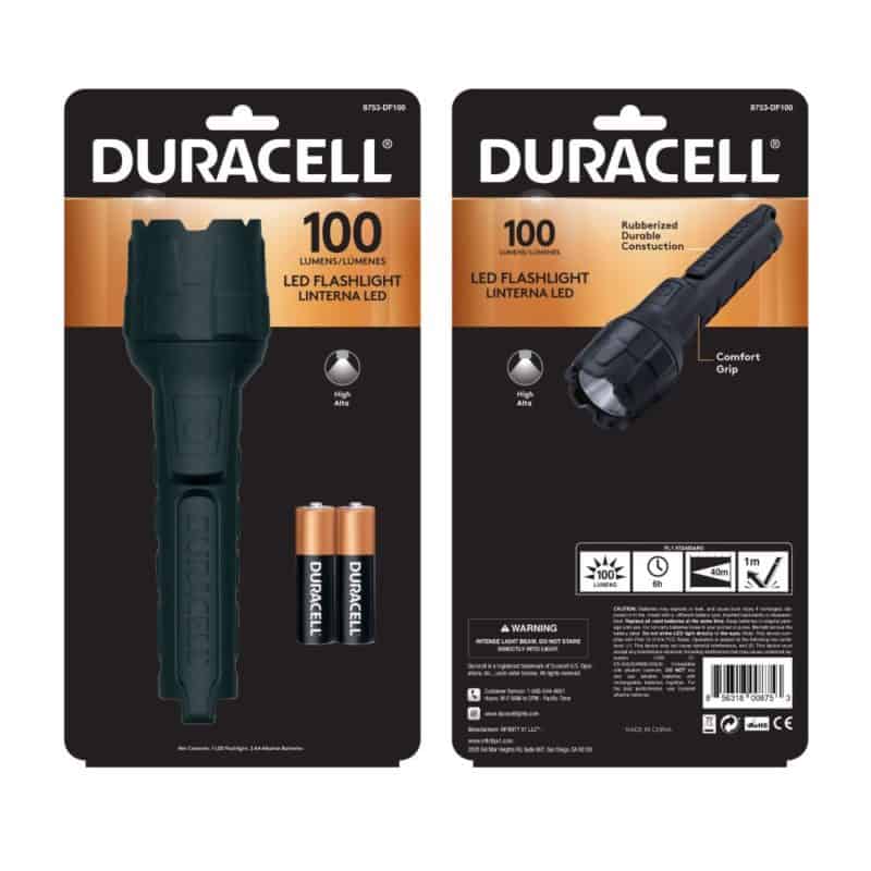 100 Lumen Heavy Duty Rubber LED Flashlight - Duracell Lights