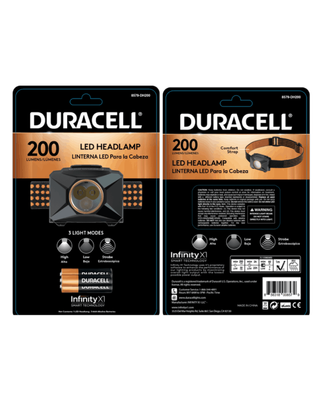 Duracell 200 Lumen LED-Stirnlampe | Duracell Lights